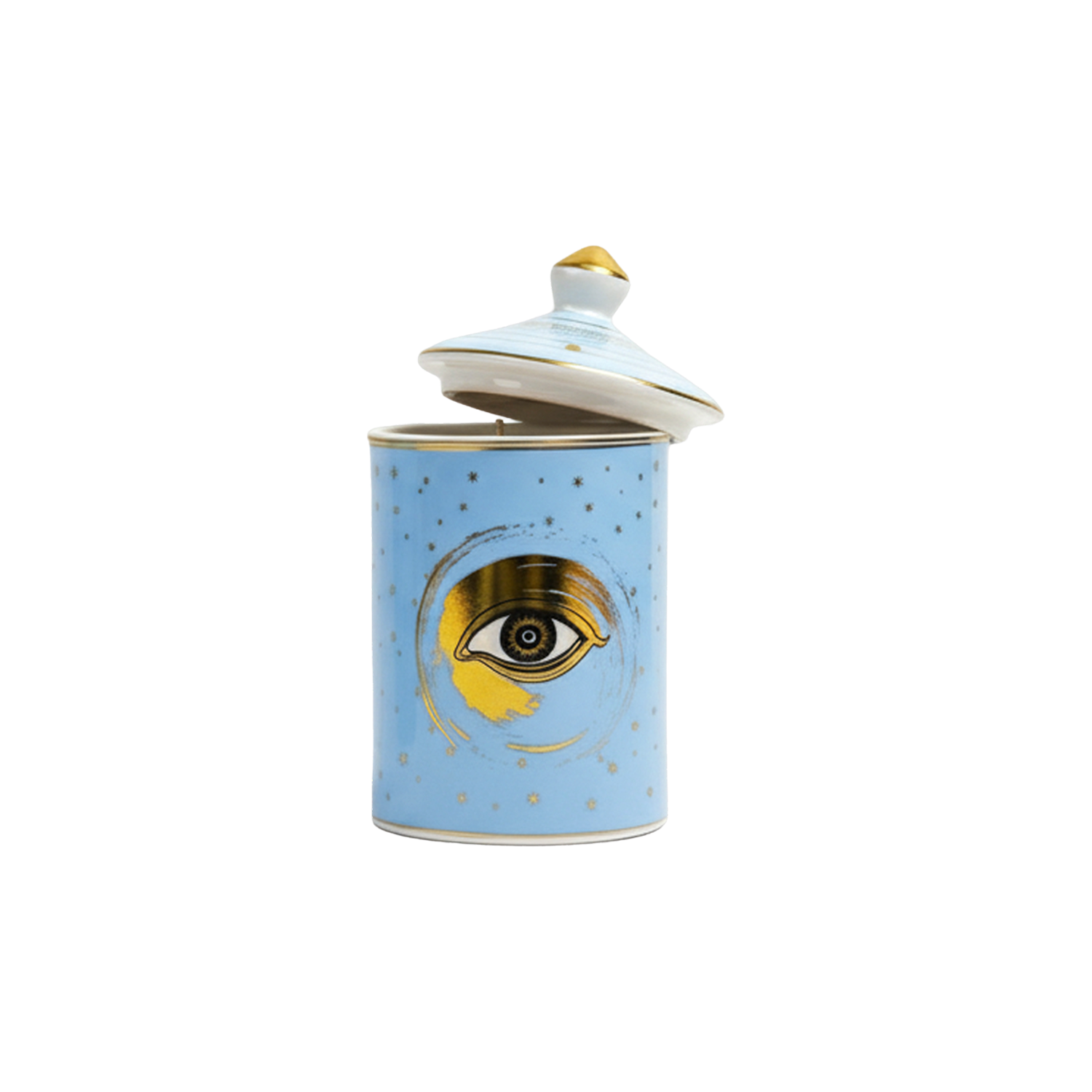 Evil eye Candleholder- Light Blue Gold eye